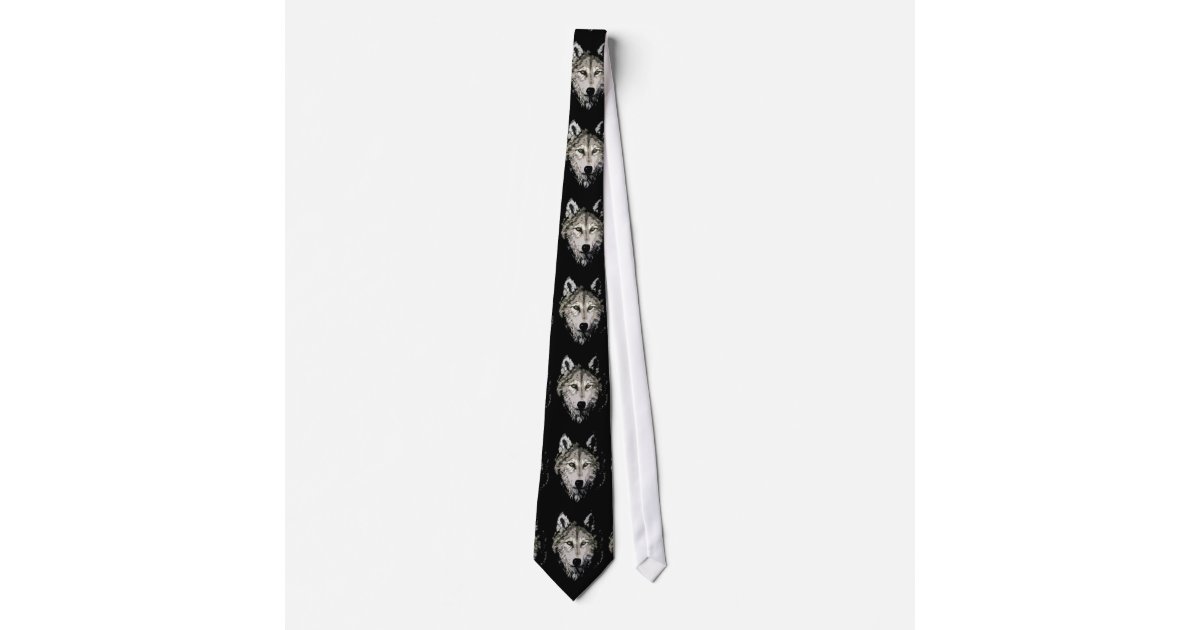 Black & White Wolf Neck Tie | Zazzle