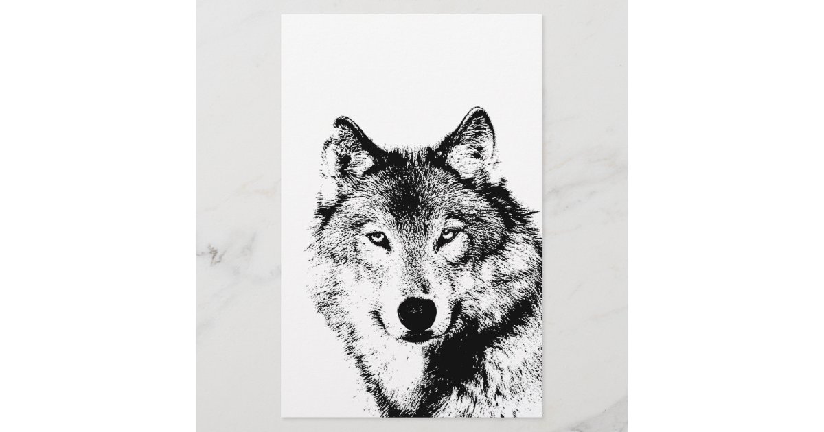 Black & White Wolf Stationery | Zazzle