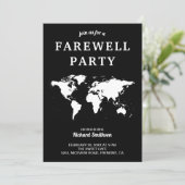 Black White World Map Farewell Party Invitation | Zazzle
