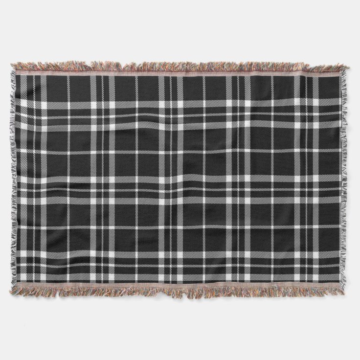 Black White Woven Plaid Buffalo Check Large Plaid Throw Blanket | Zazzle