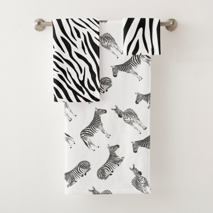 Black White Zebra Stripe Animal Pattern Bath Towel Set | Zazzle.com