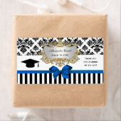 Black Wht Stripe Damask Blue Water Label Grad | Zazzle