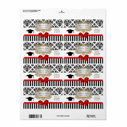 Black Wht Stripe Damask Red Water Label Grad | Zazzle