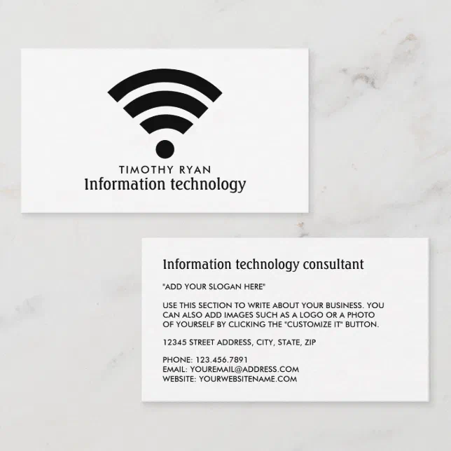 Black Wi-Fi Logo, Information Technology, Computer Business Card | Zazzle