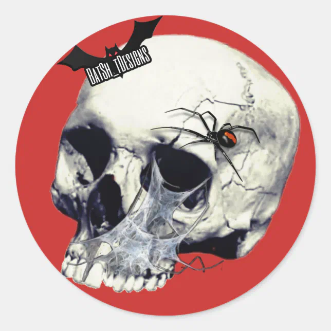 Black Widow Skull Stickers | Zazzle