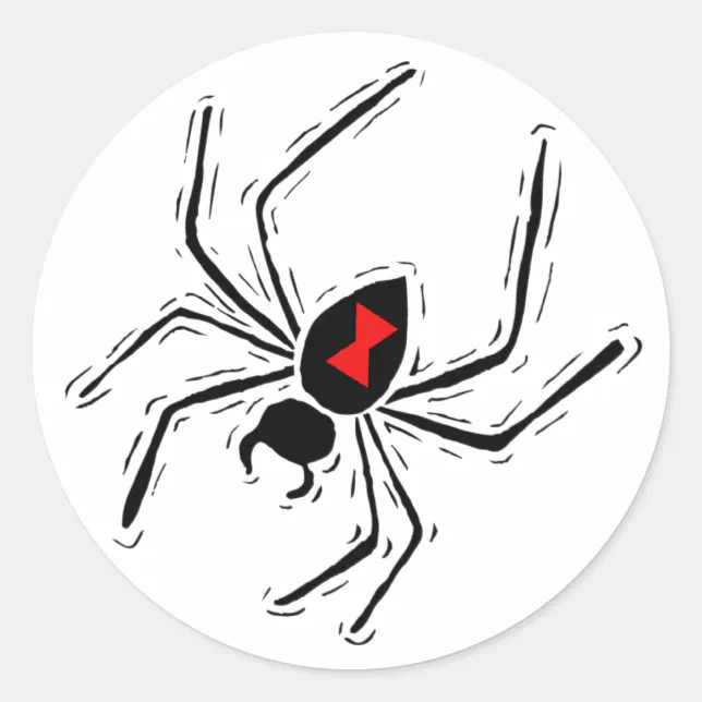 Black Widow Spider Classic Round Sticker | Zazzle