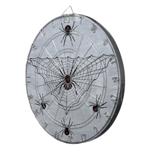Black Widow Spiders Red Markings Web on White Dartboard With Darts | Zazzle