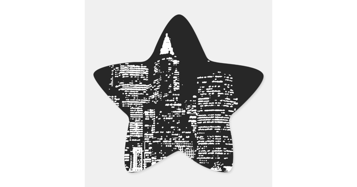 Black & Wihte New York City Night Star Sticker | Zazzle