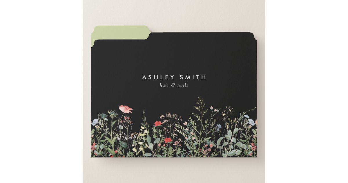 Black Wildflower Meadow File Folder | Zazzle
