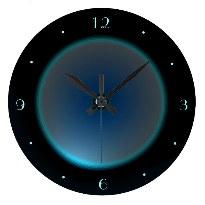 Black with Blue/Aqua Face >Wall Clock | Zazzle.com