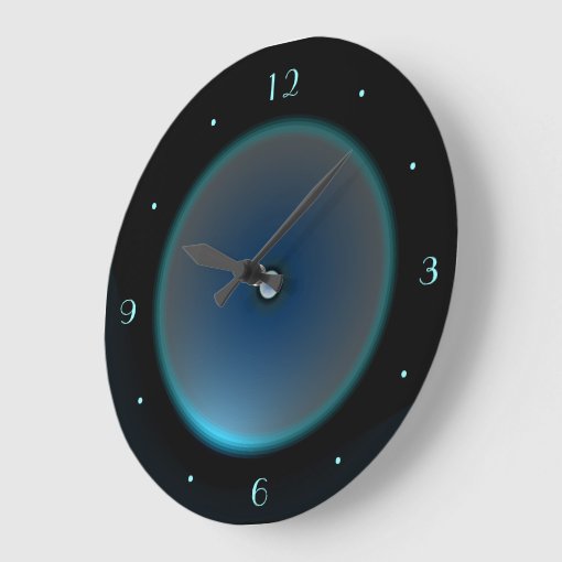 Black with Blue/Aqua Face >Wall Clock | Zazzle
