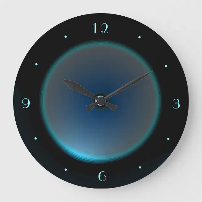 Black with Blue/Aqua Face >Wall Clock | Zazzle