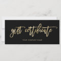 Black with Faux Gold Script | Gift Certificate | Zazzle