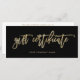 Black with Faux Gold Script | Gift Certificate | Zazzle