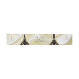Black with Gold on Champagne Silk Envelope Band Invitation Belly Band ...