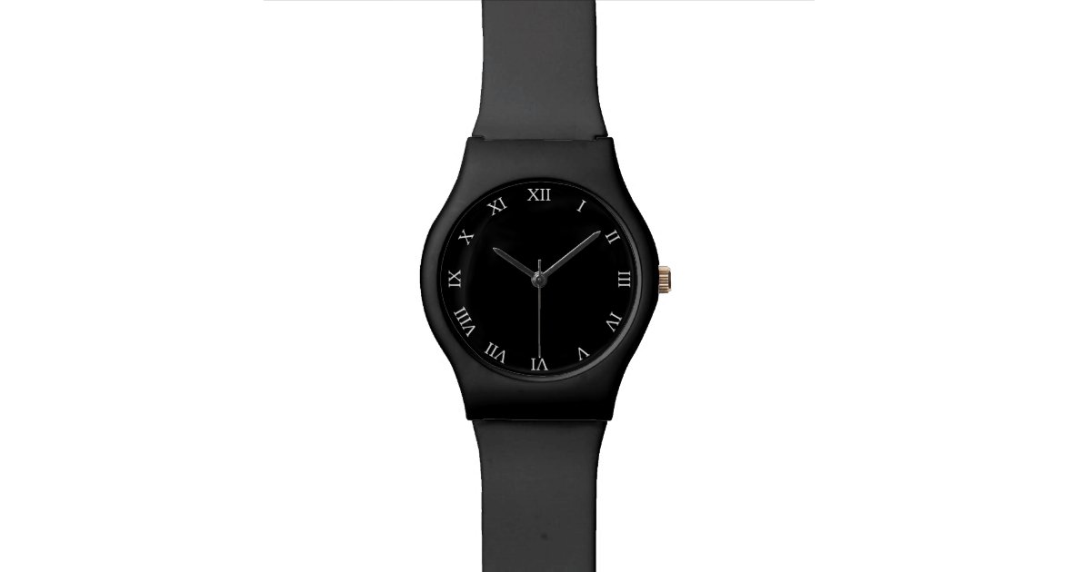 Black with White Numbers Watch | Zazzle
