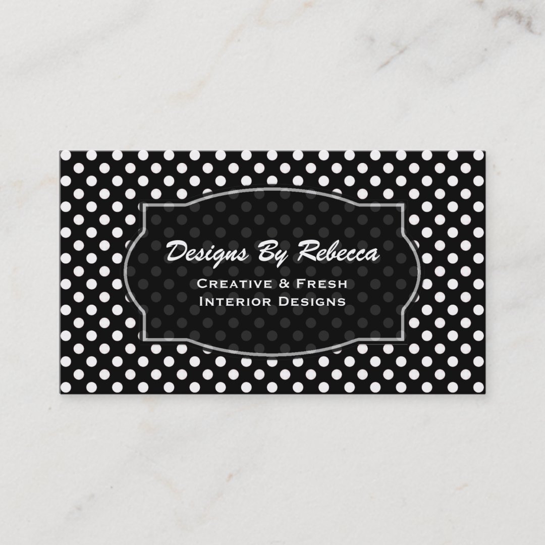 Black with White Polka-dot Business Cards | Zazzle