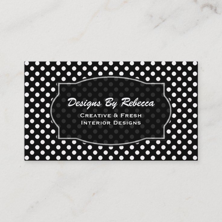 Black with White Polka-dot Business Cards | Zazzle