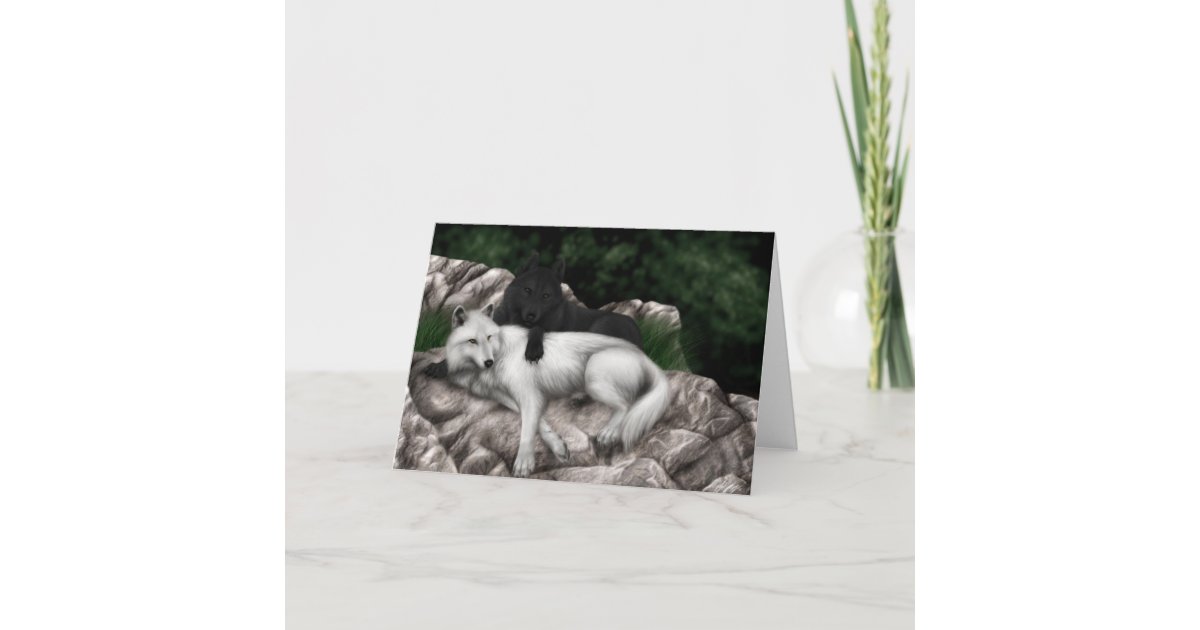 Black Wolf, White Wolf Greeting Card | Zazzle