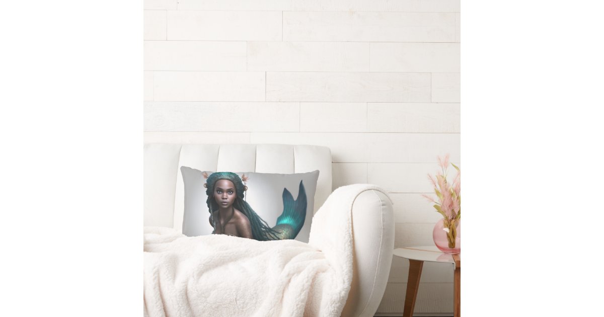BLACK WOMAN MERMAID WITH DREADS PILLOW | Zazzle