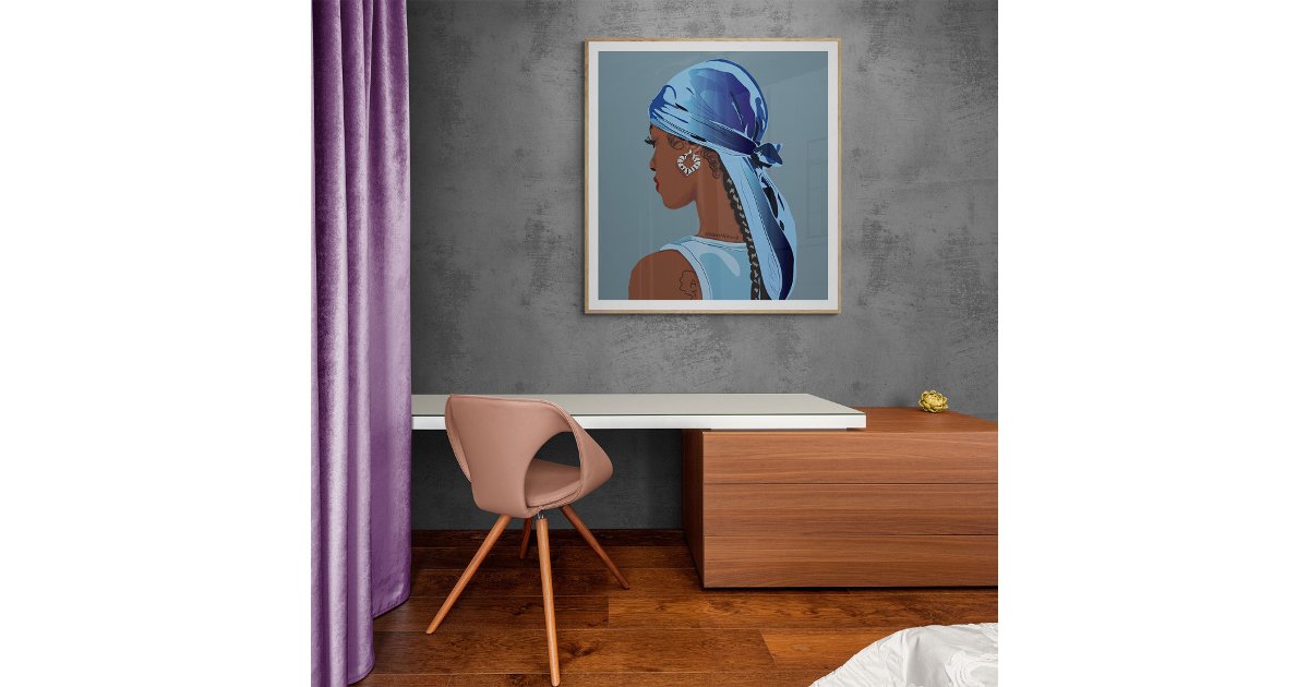 Black woman with durag artwork poster | Zazzle