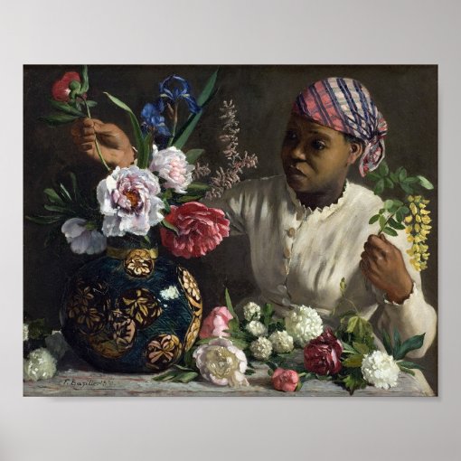 Black Woman with Peonies | Frédéric Bazille Poster | Zazzle