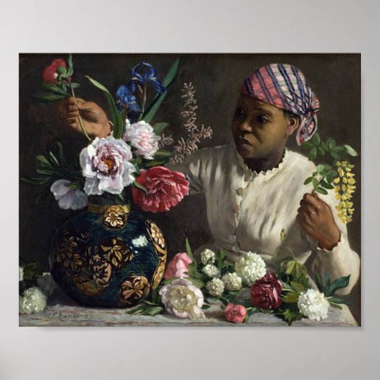 Black Woman with Peonies | Frédéric Bazille Poster | Zazzle.com