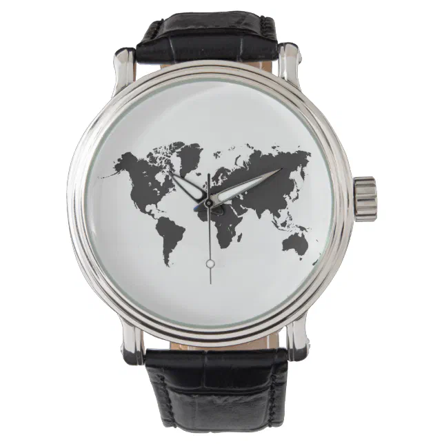 black world map watch | Zazzle