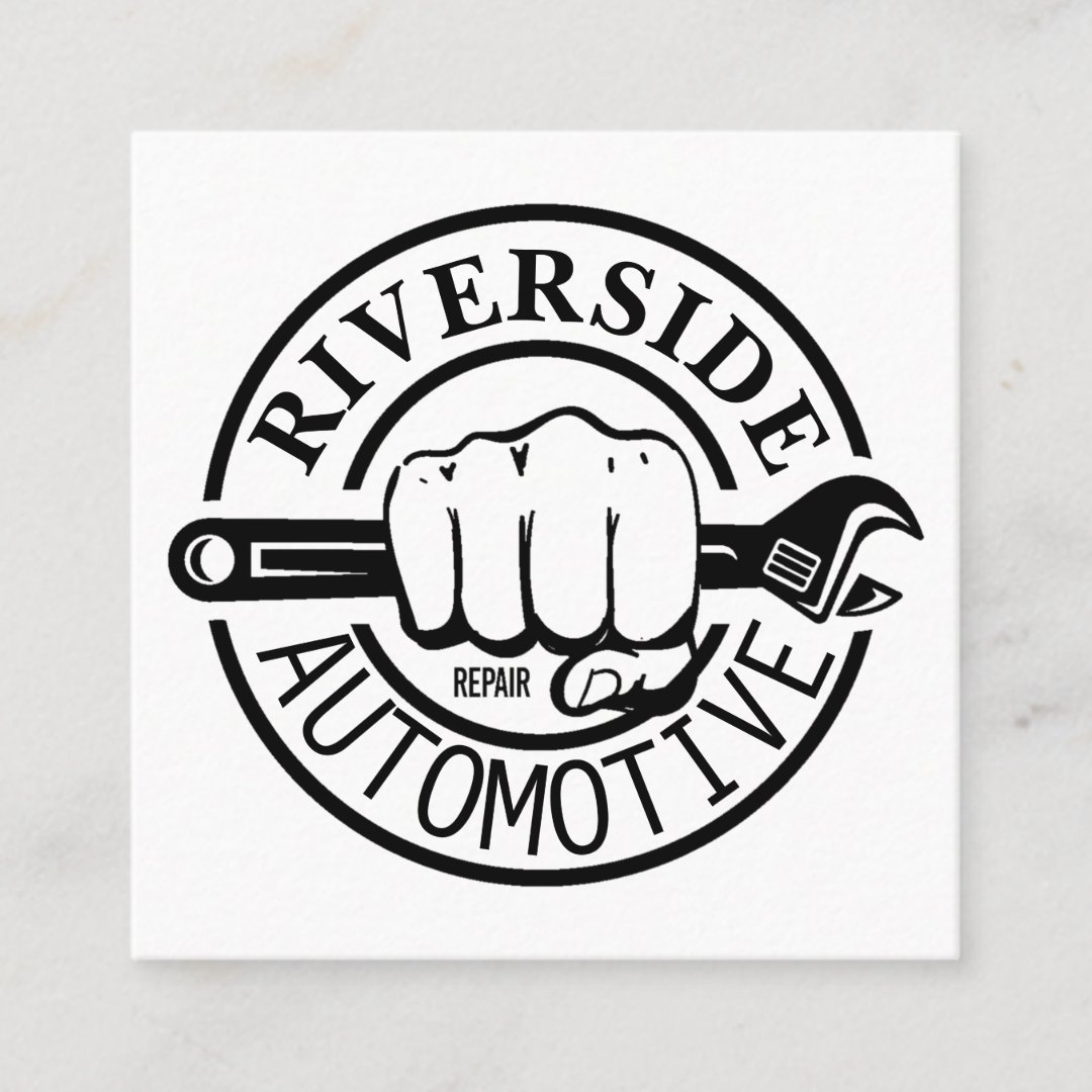 Black Wrench Hand Auto Repair Shop Modern Logo Square Business Card ...