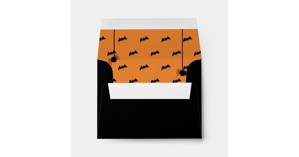 Black x Orange Bat Pattern with Ghost Envelope | Zazzle.com