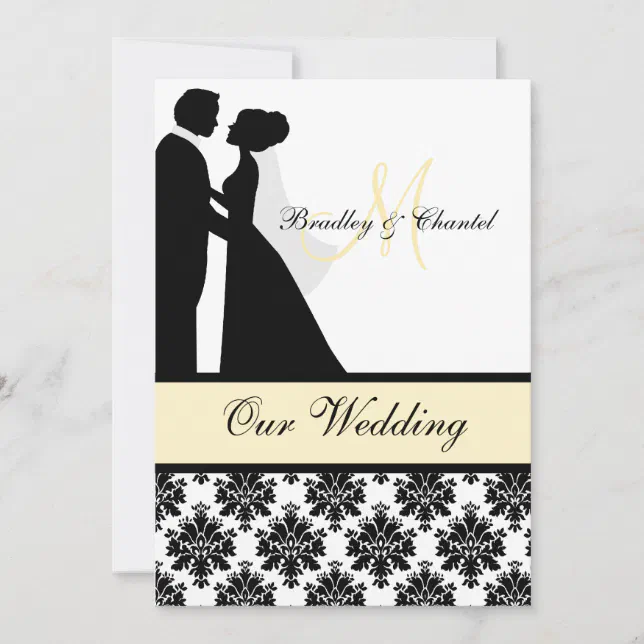 Black, Yellow, and White Couple Wedding Invitation | Zazzle