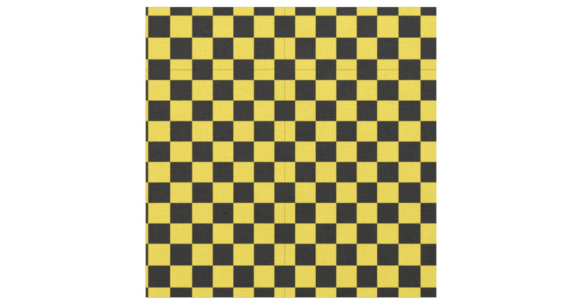 Black & Yellow Checker Pattern Fabric | Zazzle