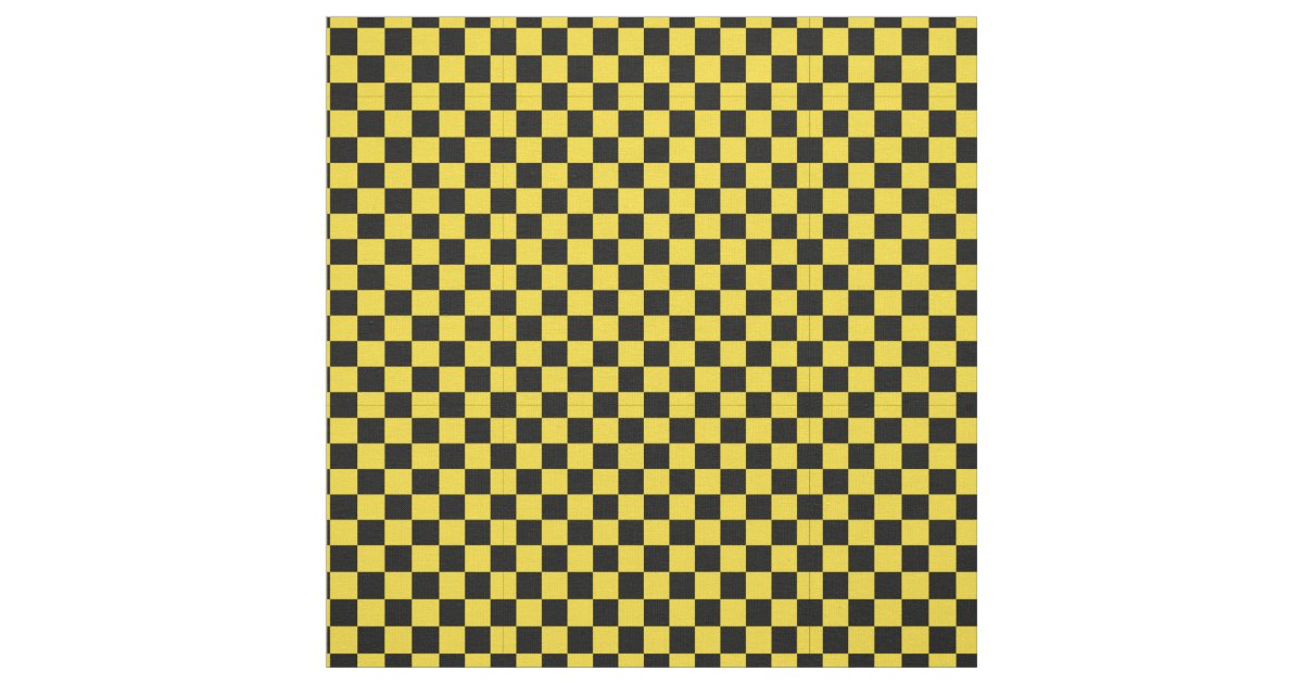Black & Yellow Checker Pattern Fabric | Zazzle