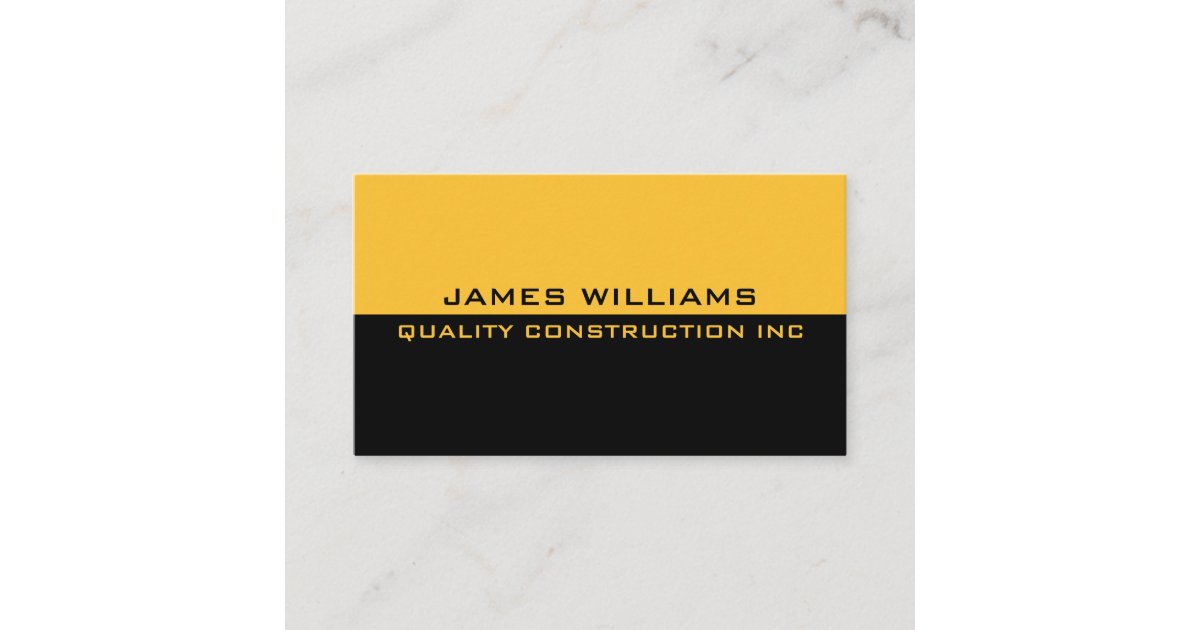 Black Yellow Construction Business Card | Zazzle