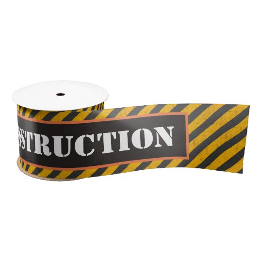 Black & Yellow Construction Zone Satin Ribbon | Zazzle.com