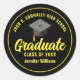 Black Yellow Graduate Custom Graduation Party Classic Round Sticker ...