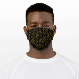Black & Yellow Hexagon Honeycomb Pattern Geometric Adult Cloth Face ...
