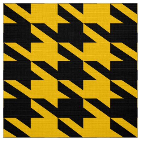 Vintage black and yellow houndstooth plaid pattern fabric | Zazzle