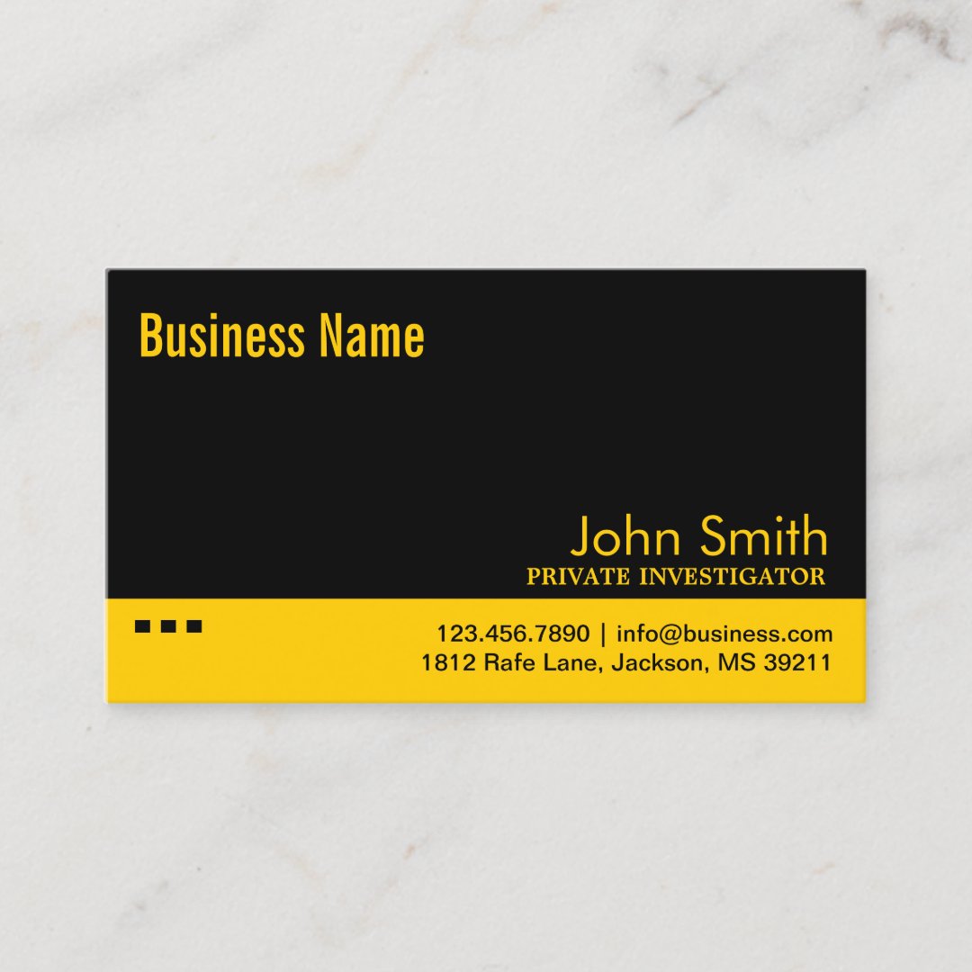 Black & Yellow Investigator Business Card | Zazzle