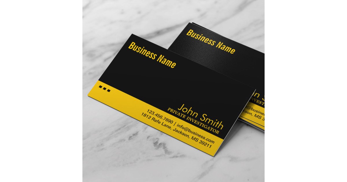 Black & Yellow Investigator Business Card | Zazzle