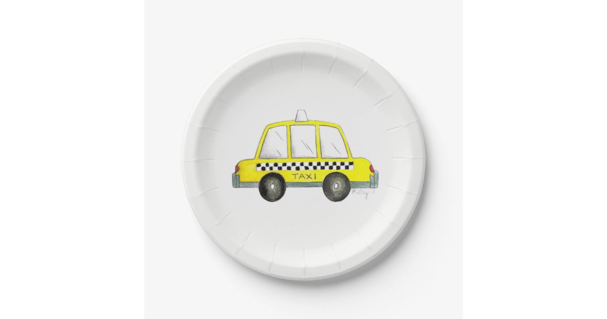 Black Yellow NYC New York City Taxi Cab Car Paper Plates | Zazzle