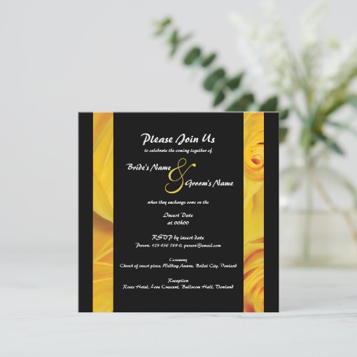 Black yellow wedding engagement PERSONALIZE Invitation | Zazzle