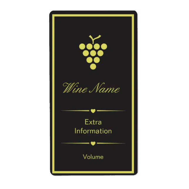 Black Yellow Wine Label | Zazzle