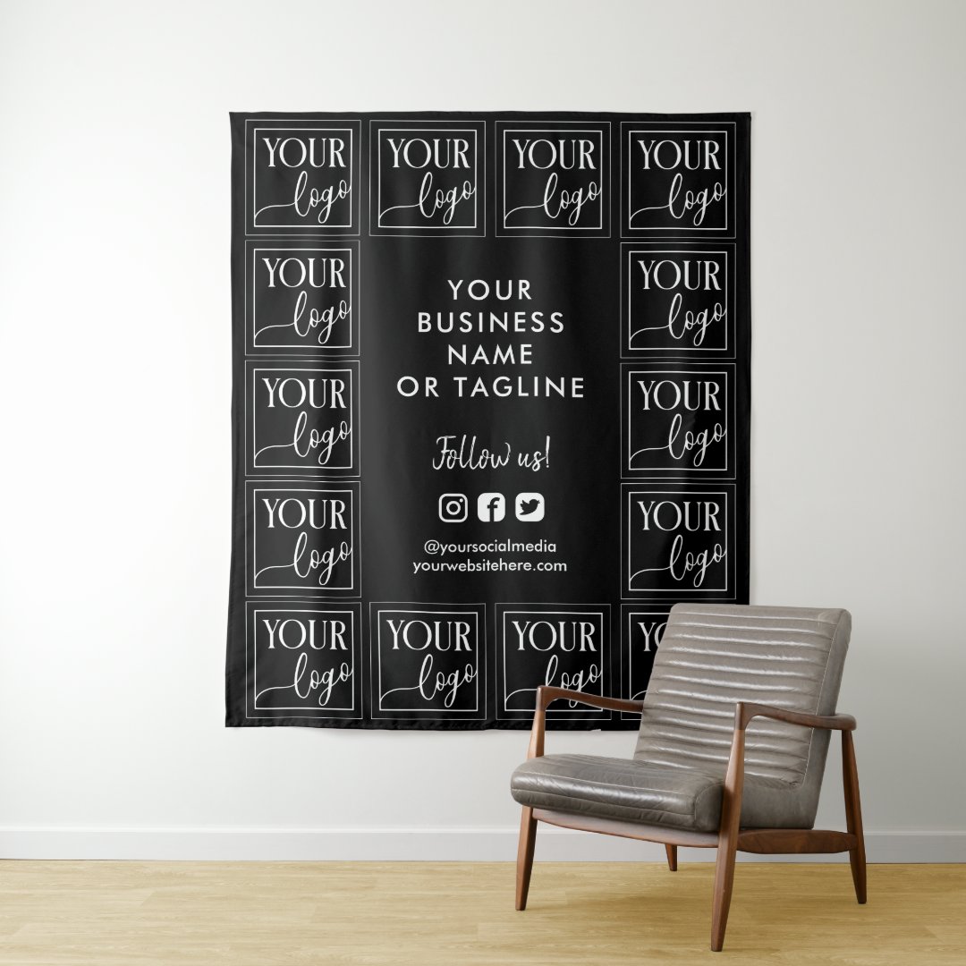 Black Your Logo & Social Media Backdrop | Zazzle