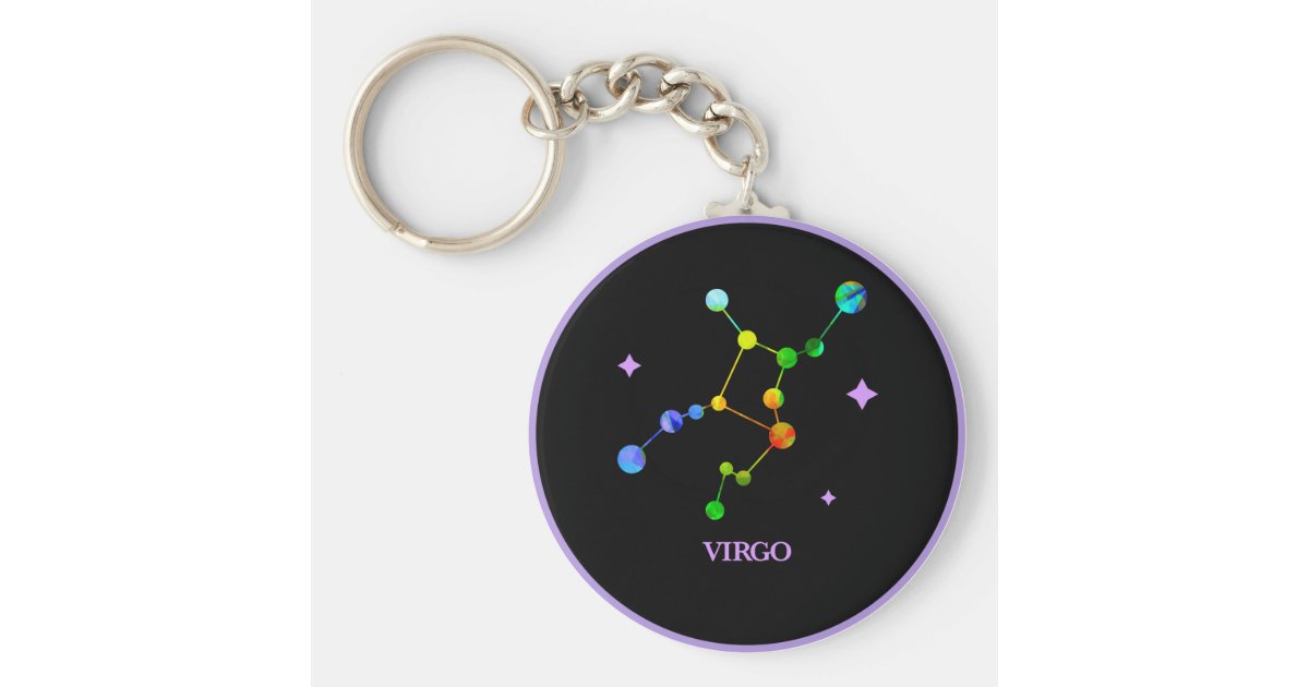Black Zodiac Virgo Rainbow Keychain | Zazzle.com
