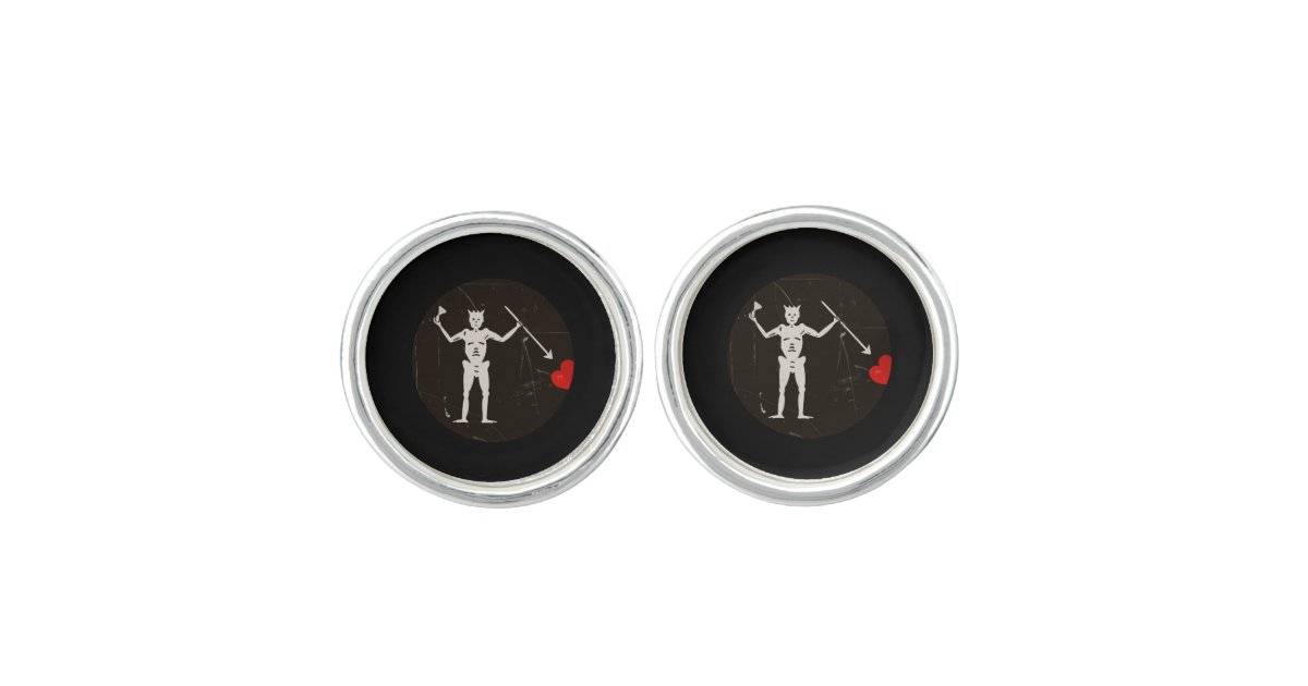 Blackbeard Distressed Pirate Flag Cufflinks | Zazzle
