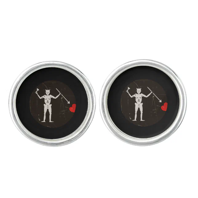 Blackbeard Distressed Pirate Flag Cufflinks | Zazzle