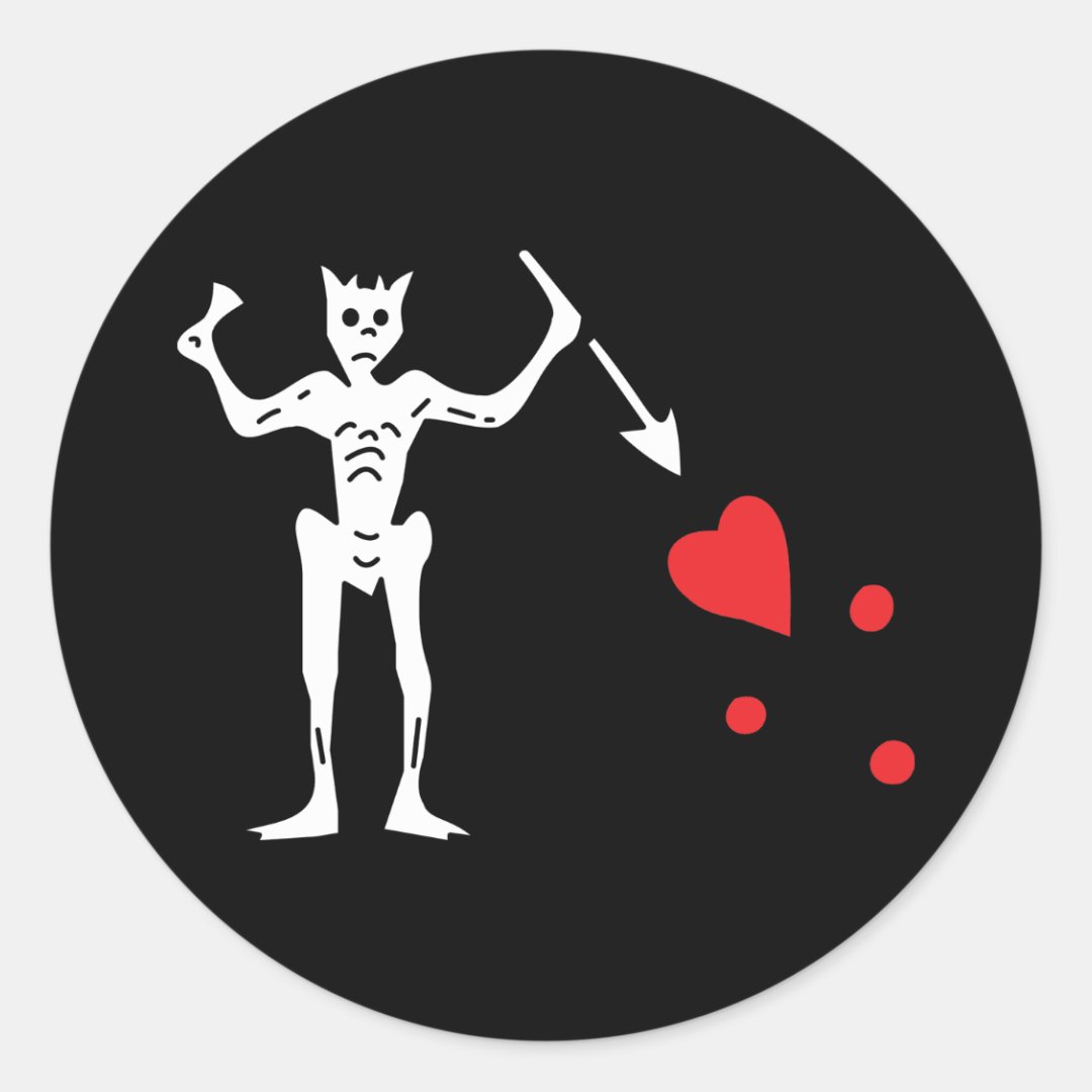 Blackbeard's Pirate Flag Classic Round Sticker | Zazzle