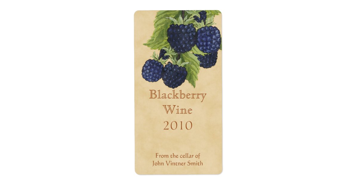 Blackberry wine bottle label | Zazzle
