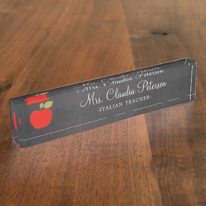 Blackboard and Red Apple School Teacher Desk Name Plate | Zazzle.com